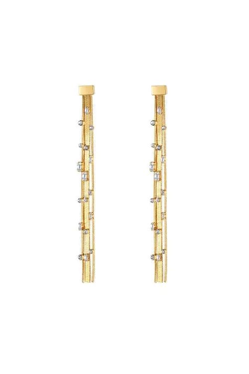 CLASSICHARMS Tassel Zirconia Earrings - Gold