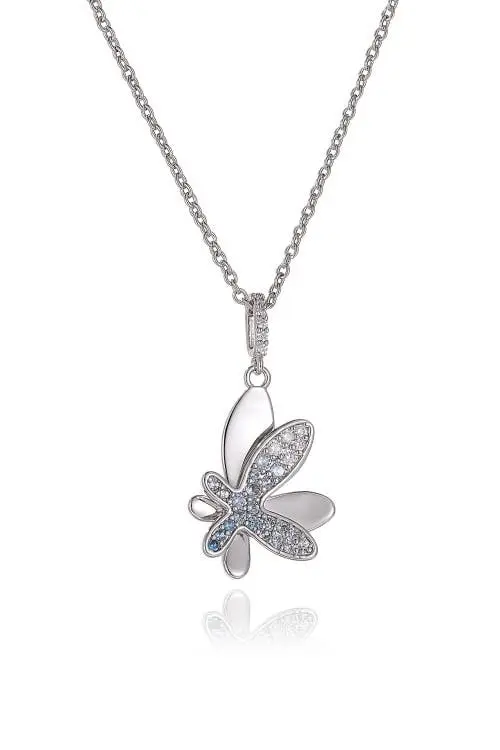 CLASSICHARMS Pavé Butterfly Pendant Necklace - Silver/blue