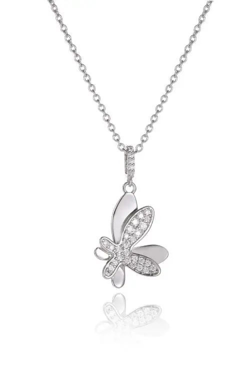 CLASSICHARMS Pavé Butterfly Pendant Necklace - Silver/clear