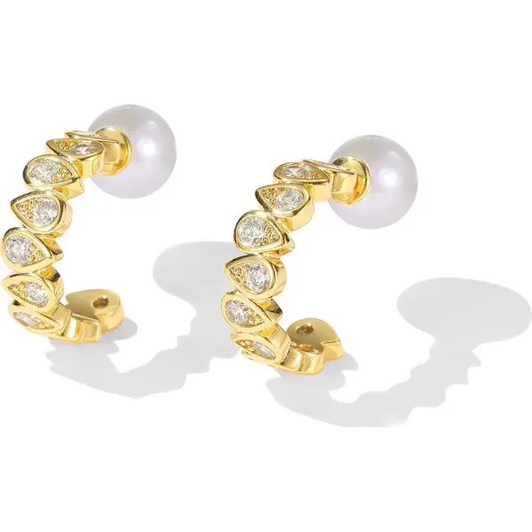 CLASSICHARMS Teardrop Zirconia Hoop Earrings - Gold