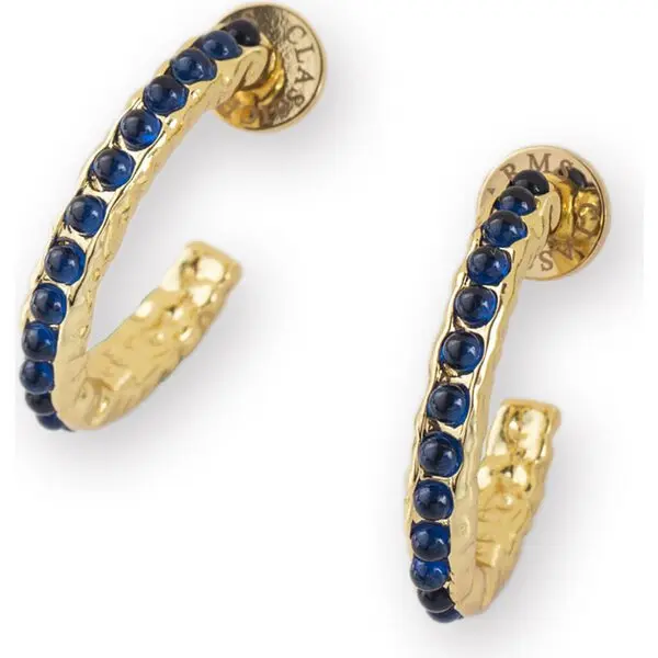 CLASSICHARMS Serena Gemstone Hoop Earrings - Gold/blue