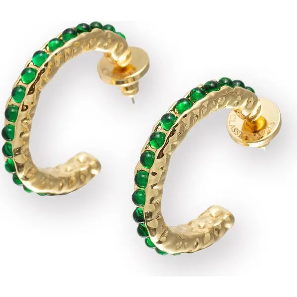 CLASSICHARMS Serena Gemstone Hoop Earrings - Gold/green