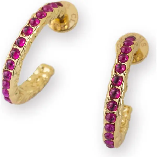 CLASSICHARMS Serena Gemstone Hoop Earrings - Gold/pink