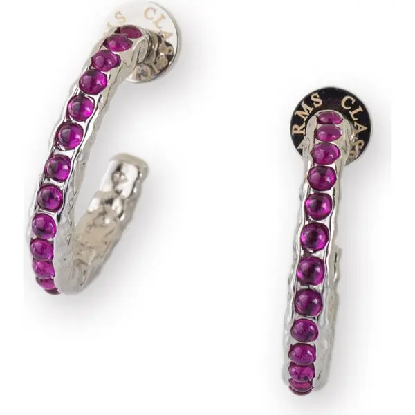 CLASSICHARMS Serena Gemstone Hoop Earrings - Silver/pink