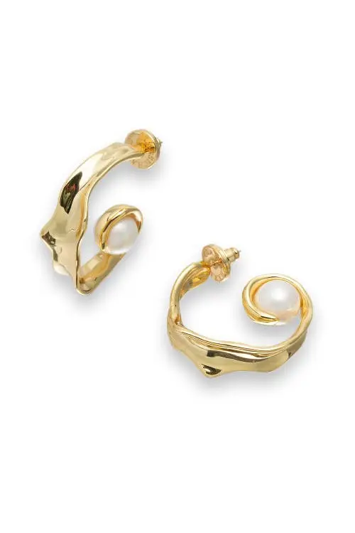 CLASSICHARMS Natalie Molten Sculptural Hoop Earrings - Gold