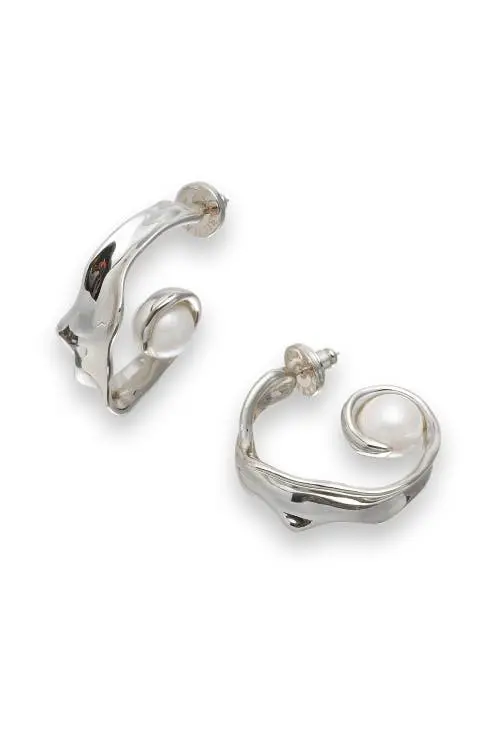 CLASSICHARMS Natalie Molten Sculptural Hoop Earrings - Silver
