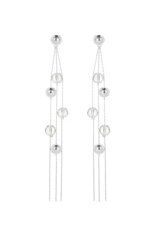 CLASSICHARMS Crystal And Bead Drop Earrings - Silver
