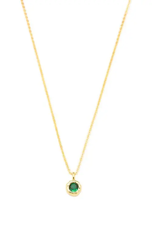 CLASSICHARMS Skyler Molten Solitaire Cubic Zirconia Pendant Necklace - Gold/green