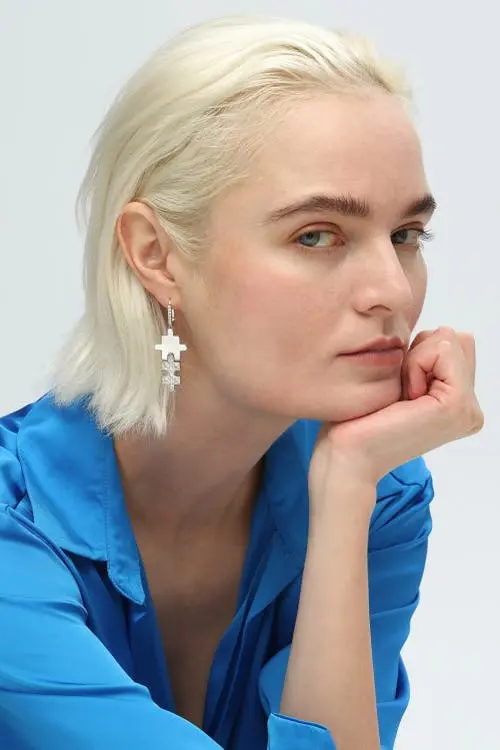 CLASSICHARMS Jigsaw Puzzle Drop Earrings - Silver