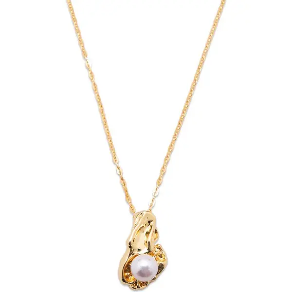CLASSICHARMS Nyla Molten Freshwater Pearl Pendant Necklace - Gold