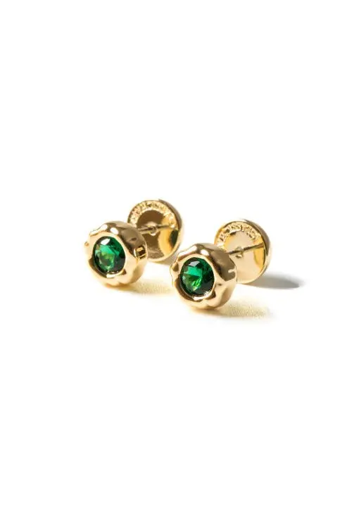 CLASSICHARMS Skyler Molten Cubic Zirconia Stud Earrings - Gold/green