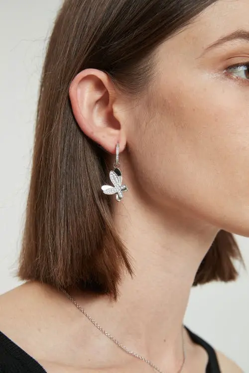 CLASSICHARMS Pavé Butterfly Dangle Hoop Earrings