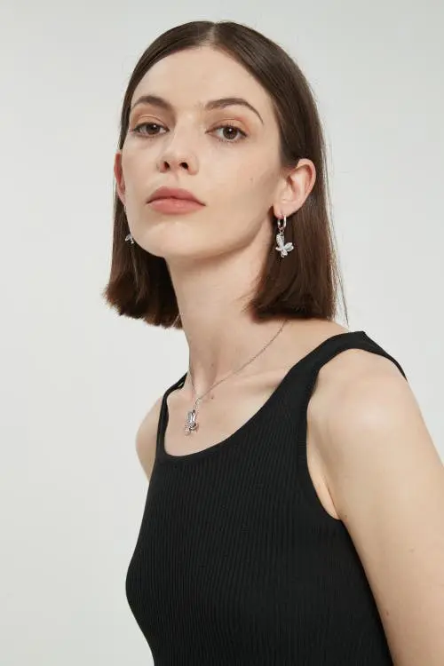 CLASSICHARMS Pavé Butterfly Dangle Hoop Earrings