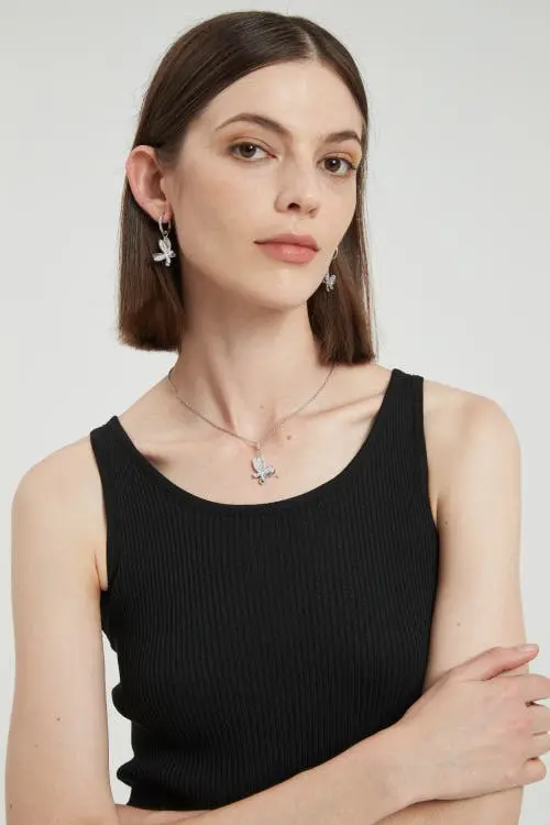 CLASSICHARMS Pavé Butterfly Dangle Hoop Earrings