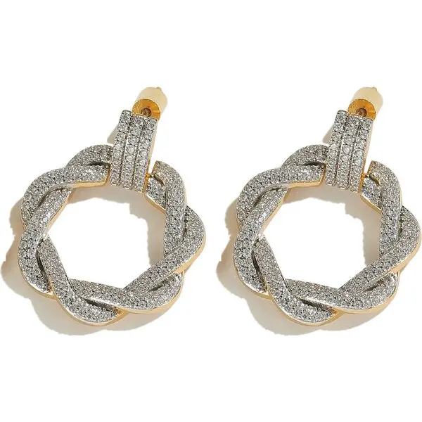 CLASSICHARMS Ysabel Pavé Eternity Twist Hoop Earrings - Gold