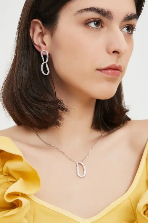 CLASSICHARMS Infinity Pavé Pendant Necklace - Silver