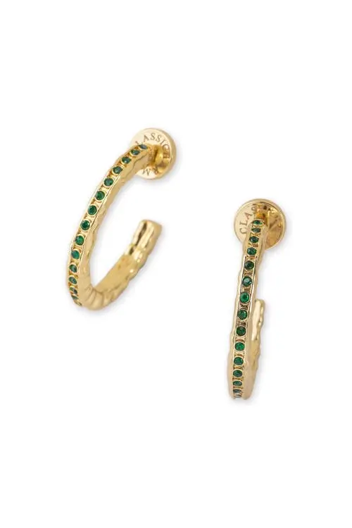 CLASSICHARMS Cubic Zirconia Hoop Earrings - Gold/green