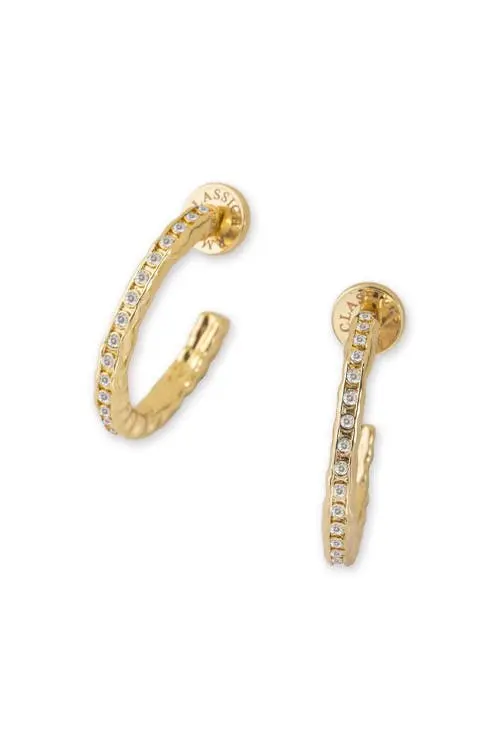 CLASSICHARMS Cubic Zirconia Hoop Earrings - Gold/white