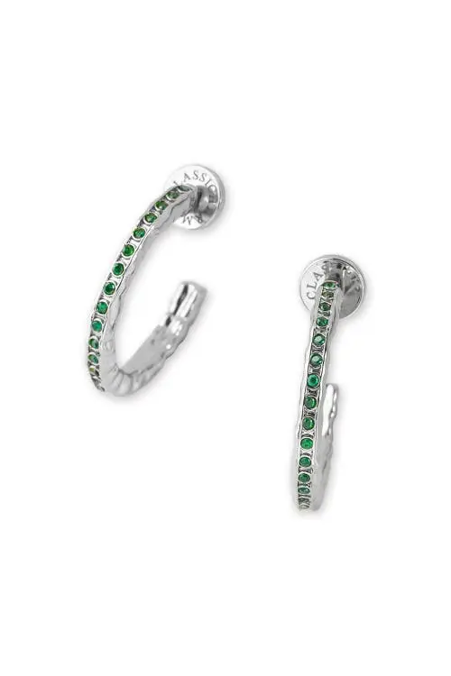 CLASSICHARMS Cubic Zirconia Hoop Earrings - Silver/green
