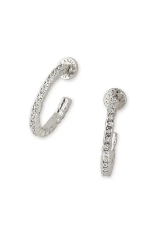 CLASSICHARMS Cubic Zirconia Hoop Earrings - Silver/white