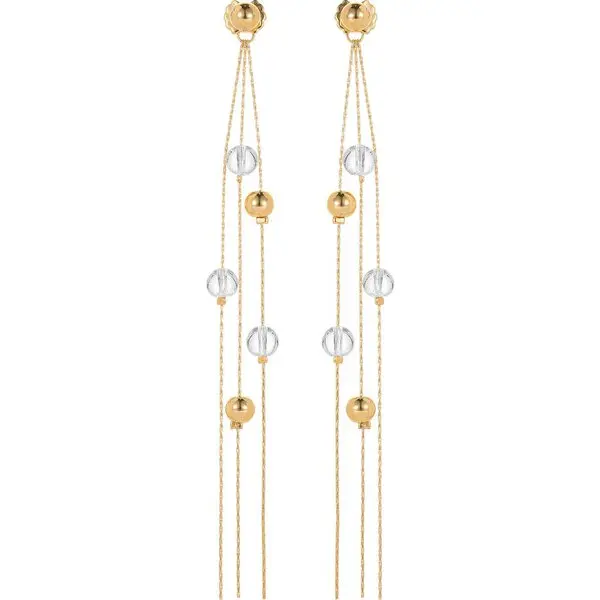CLASSICHARMS Crystal And Bead Drop Earrings - Gold