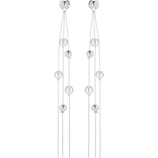 CLASSICHARMS Crystal And Bead Drop Earrings - Silver