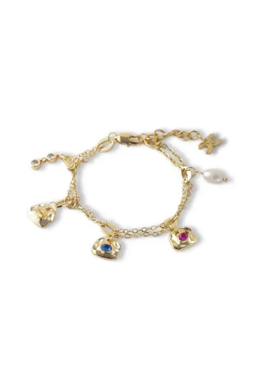 CLASSICHARMS Cubic Zirconia And Freshwater Pearl Charm Bracelet - Gold