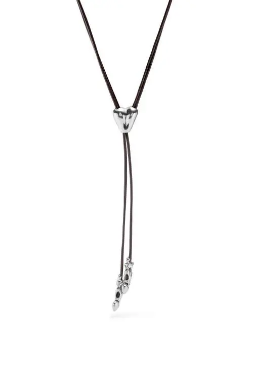 UNODE50 Heartline Leather Necklace - Silver