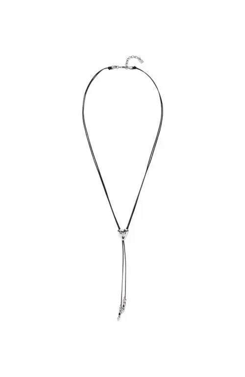 UNODE50 Heartline Leather Necklace - Silver
