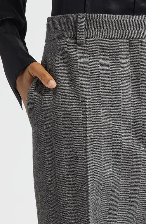 FERRAGAMO Herringbone Virgin Wool-blend Trousers