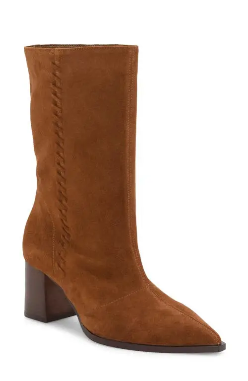Vince Camuto Lorrys Whipstitch Block Heel Boots - Burnt Sugar