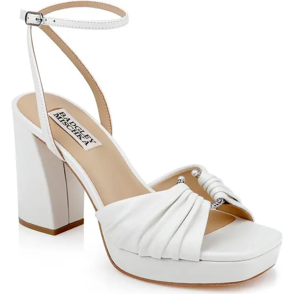 Badgley Mischka Veda Platform Sandals - White Leather