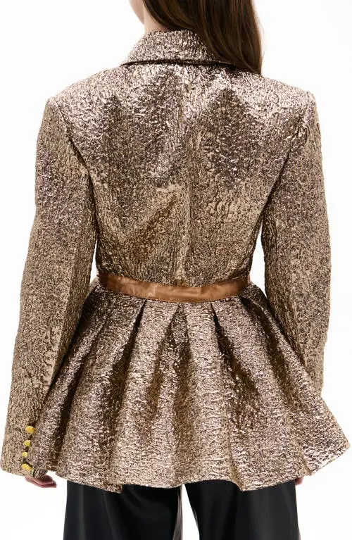 AZALEA WANG Metallic Peplum Blazer