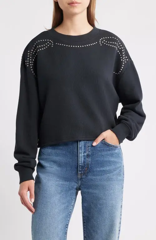 Rag & Bone Studded Terry Crop Sweatshirt - Black
