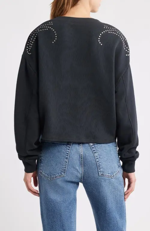 Rag & Bone Studded Terry Crop Sweatshirt - Black