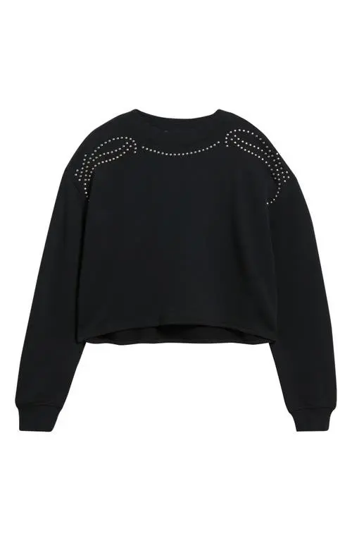 Rag & Bone Studded Terry Crop Sweatshirt - Black