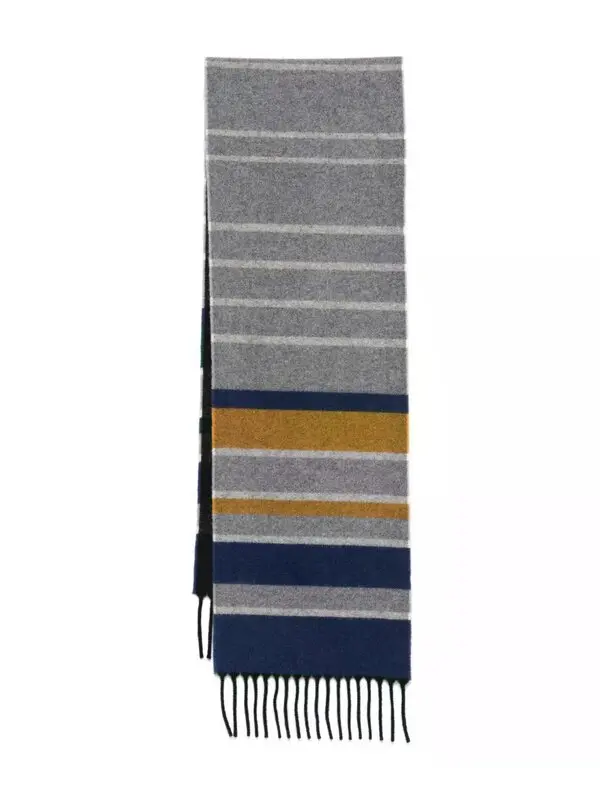 Paul Smith Striped Fringed Scarf - Grey