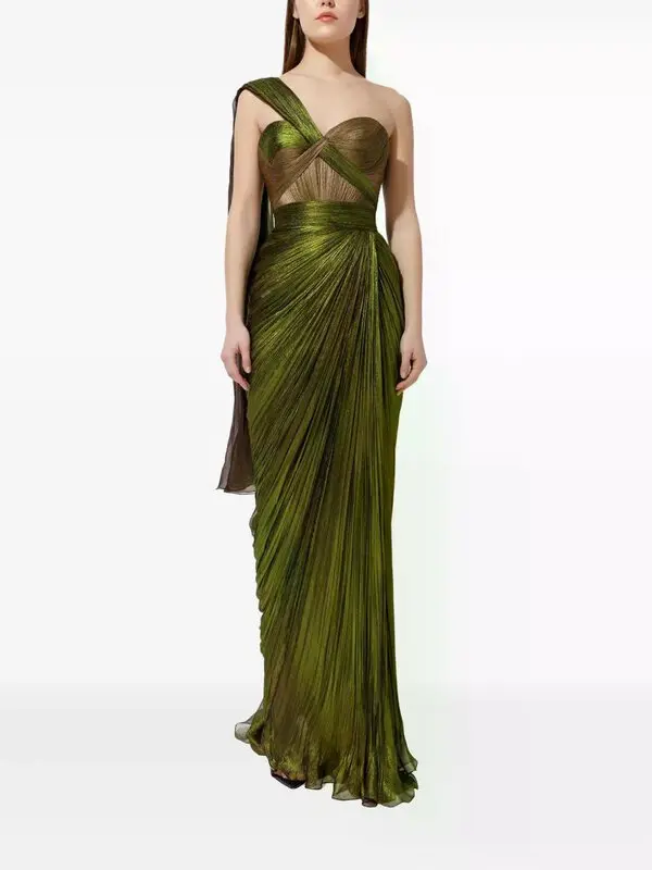 IRIS SERBAN Draped One-shoulder Silk Dress