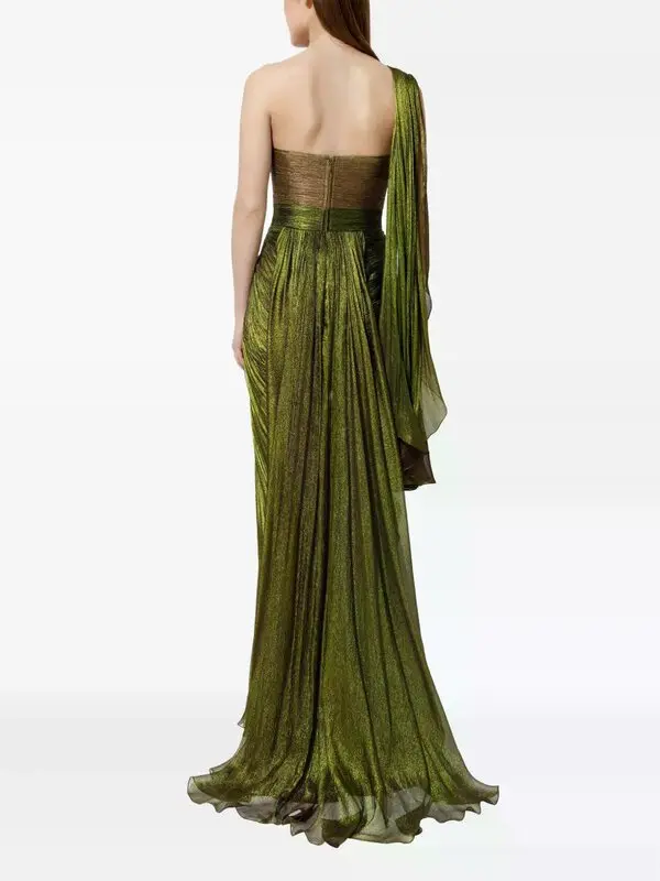 IRIS SERBAN Draped One-shoulder Silk Dress
