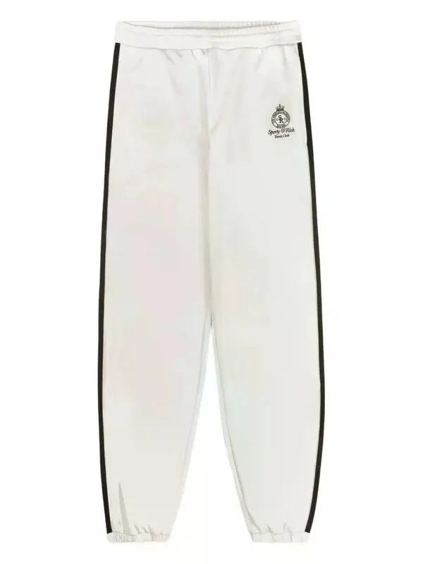 SPORTY & RICH Side-stripe Logo-embroidered Joggers - White