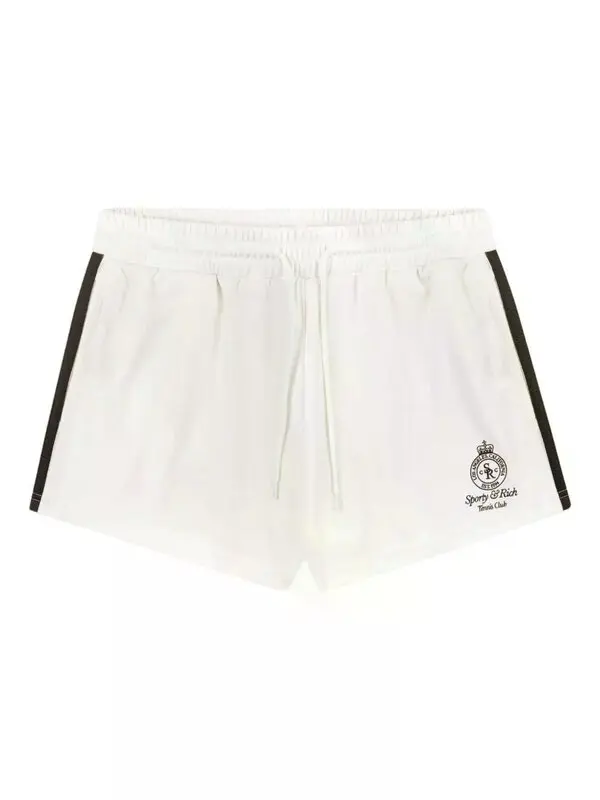 SPORTY & RICH Logo-embroidered Side-stripe Shorts - White