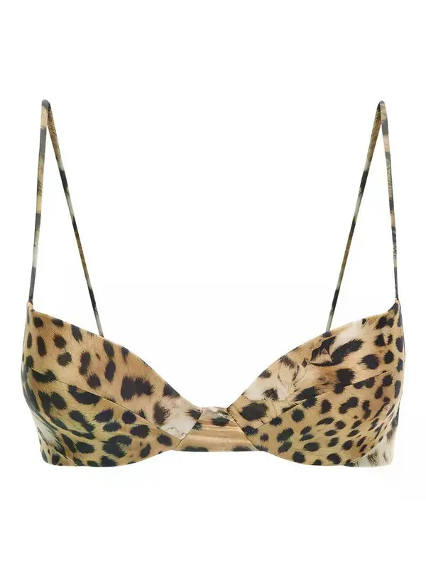 Roberto Cavalli Leopard-print Triangle Bikini Top