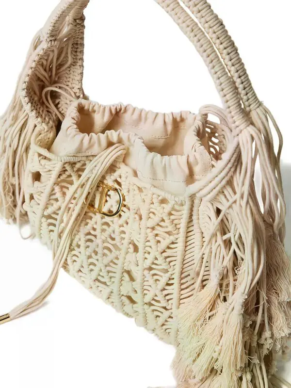 TWINSET Macramé Tote Bag With Fringe