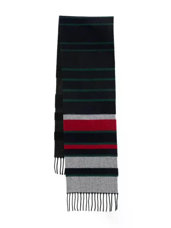 Paul Smith Striped Fringed Scarf - Blue
