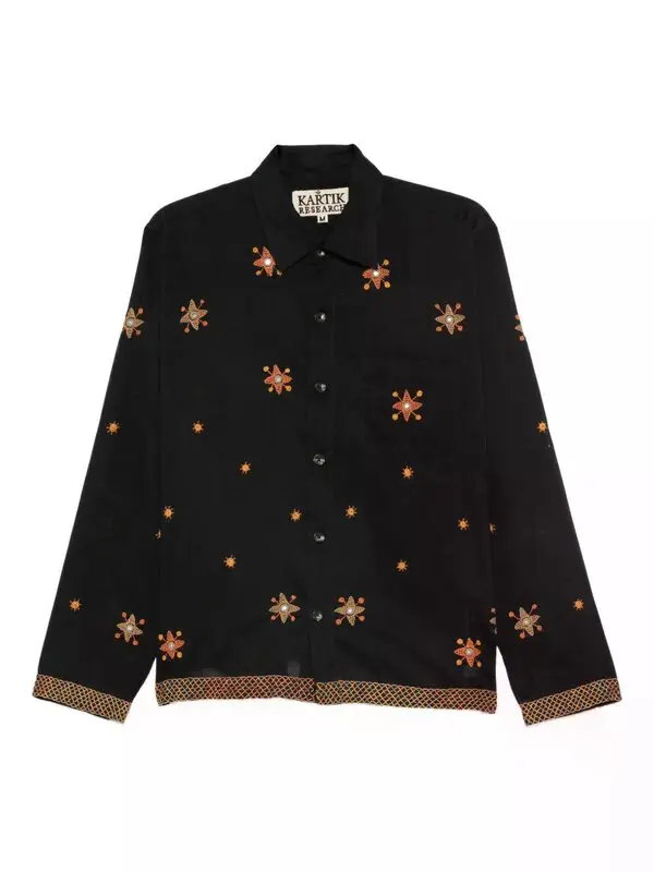 KARTIK RESEARCH Star-embroidered Shirt - Black