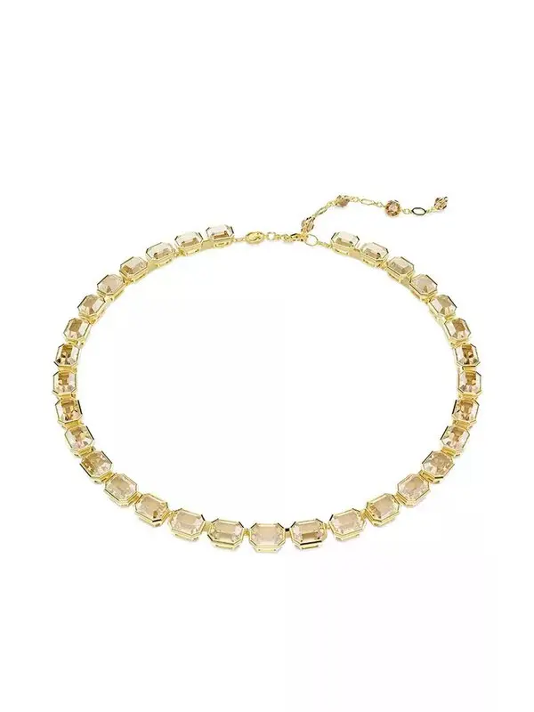 SWAROVSKI Millenia Emerald-cut Tennis Necklace - Gold