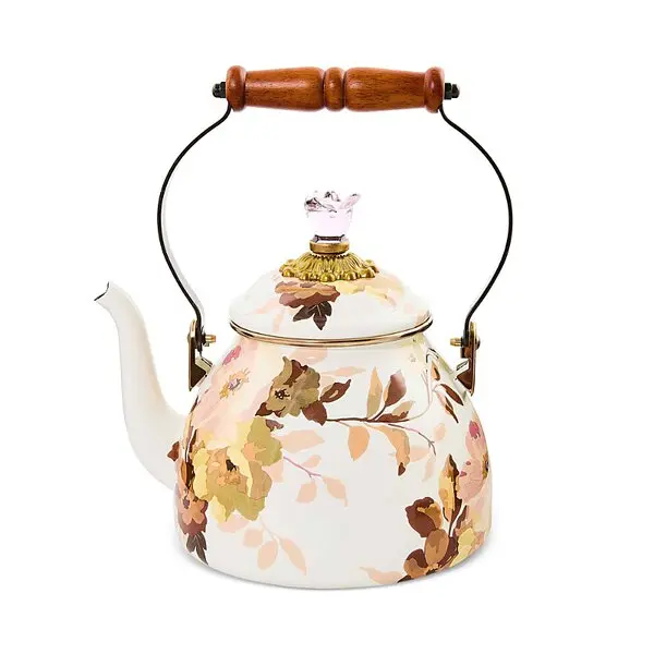 MACKENZIE-CHILDS Wild Rose White Tea Kettle - No Color