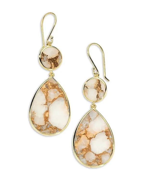 Ippolita Rock Candy Bronze White Calcite Slice Double Drop Earrings - Gold