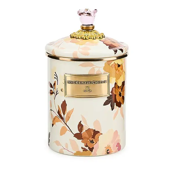 MACKENZIE-CHILDS Wild Rose White Medium Canister - No Color