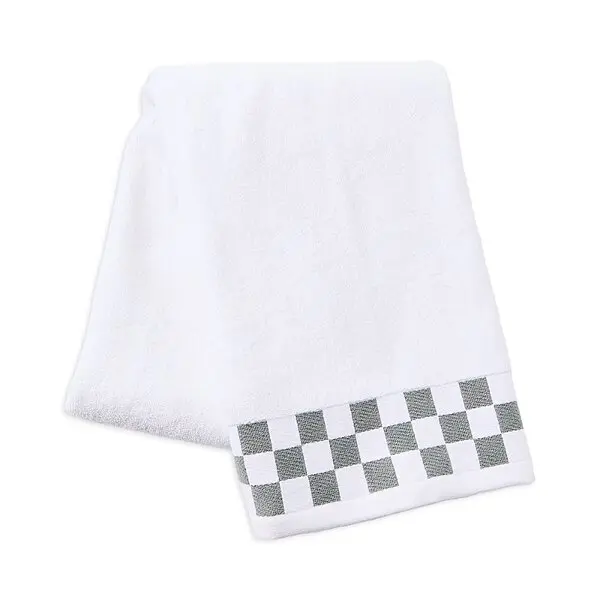 MACKENZIE-CHILDS Bath Towel With Check Border - Grey Check